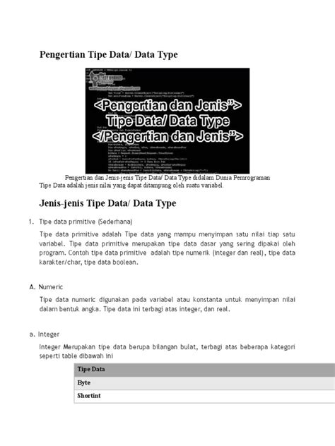 Pdf Pengertian Tipe Data Dokumentips