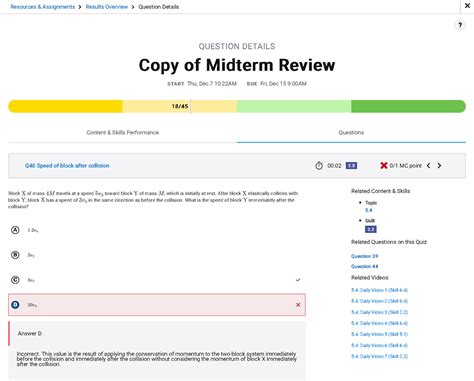 AP Physics 1 Copy Of Midterm Review Report Details Resources Assignments Results Overview