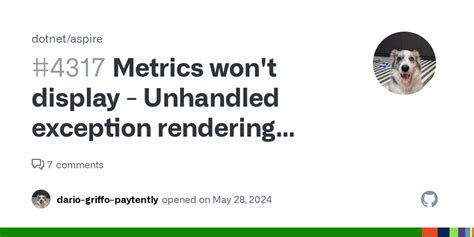 Metrics Won T Display Unhandled Exception Rendering Component Issue