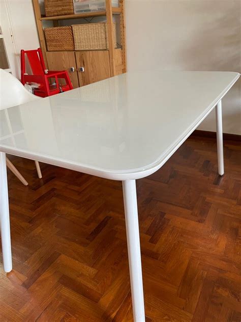 Beautiful White Glass Top Dining Table Without Chairs Furniture