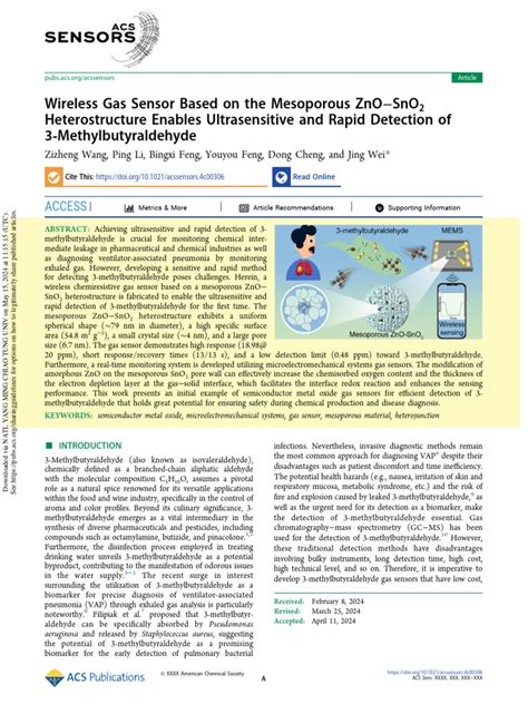 Wang Et Al 2024 Wireless Gas Sensor Based On The Mesoporous Zno Sno2