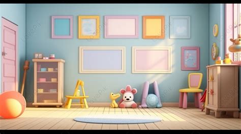 어린이 놀이방의 3d 렌더링에 있는 빈 그림 프레임 배경 어린 배경 린이 배경 빈 벽 배경 이미지 Hd 어린 린이 빈 벽 배경 사진 무료 다운로드 Lovepik