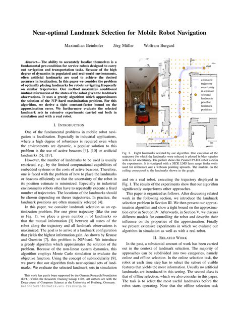 pdf near optimal landmark selection for mobile robot navigation