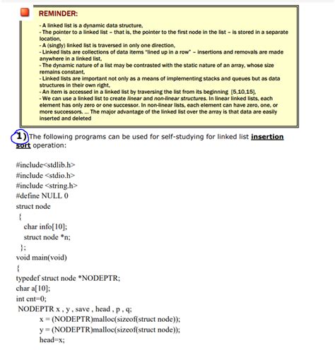 Solved Reminder A Linked List Is A Dynamic Data