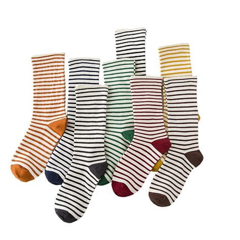 Striped Woman Socks Harajuku Kawaii Cute Korean St Grandado