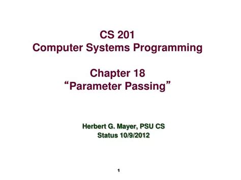 Ppt Cs 201 Computer Systems Programming Chapter 18 “ Parameter Passing ” Powerpoint