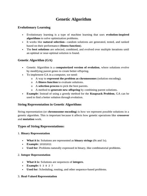 unit 4 genetic algorithm pdf genetic algorithm natural selection