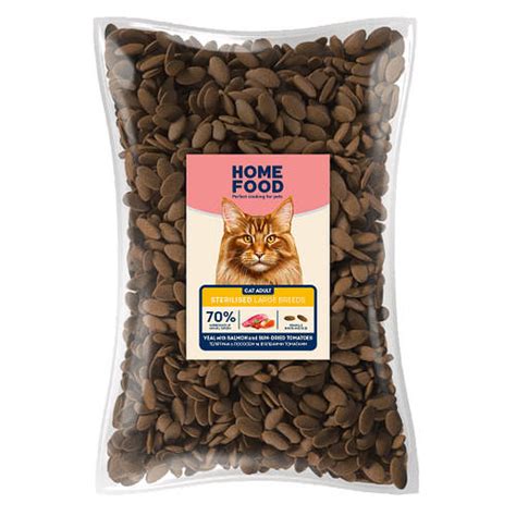 Корм для кошек крупных пород Home Food с телятиной, лососем и вялеными ...