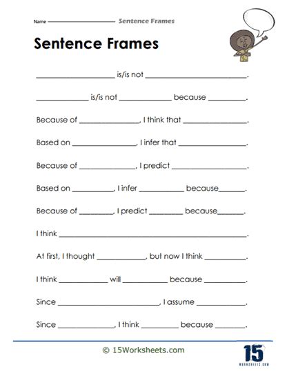 Sentence Frames Worksheets Writing Collection 15 Sentence Frames Worksheets Writing Collection 15
