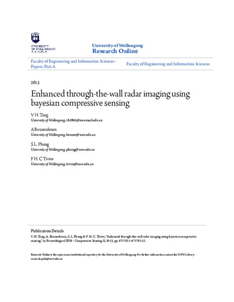 Pdf Enhanced Through The Wall Radar Imaging Using Bayesian Compressive Sensing