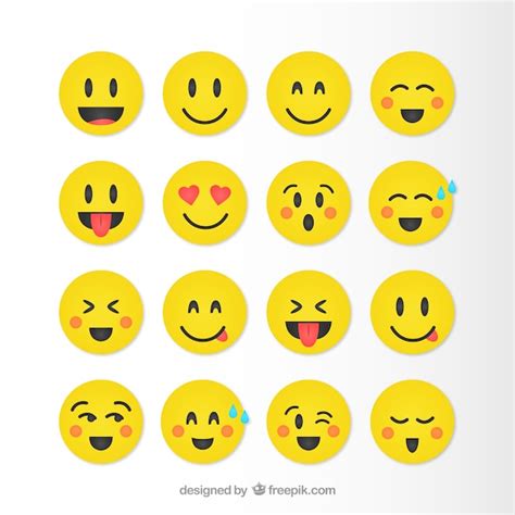 La Collecte Des Smileys Drôle De Couleur Jaune Vecteur Premium