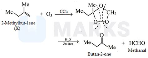 On Ozonolysis An Alkene X Forms Two Carbonyl Compounds Namely Butan 2 One And Methanal The