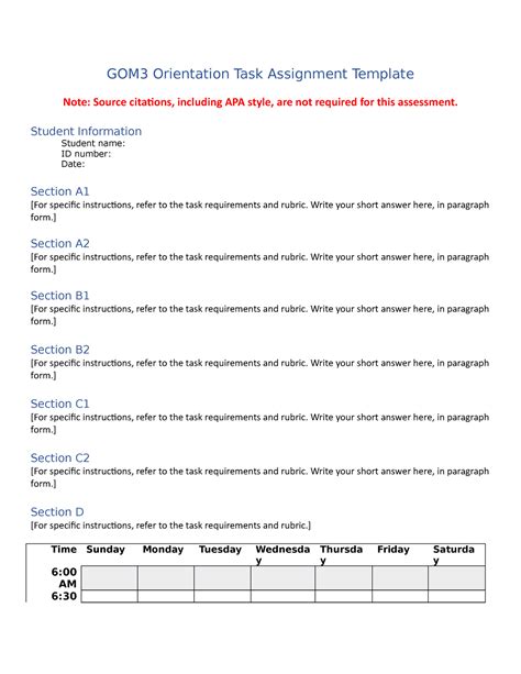 Orientation Task Template Wgu Niso9a GOM3 Orientation Task Assignment Template Note Source