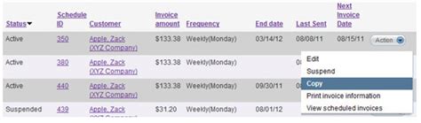 Copying Invoice Schedules