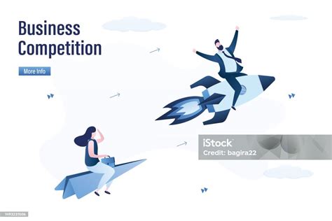 빠른 로켓을 타고 있는 사업가 종이비행기를 타고 날아가는 패자 아가씨 비즈니스 경쟁 리더십 일 혁신 및 동기 부여의 성공에 대한 승자 또는 경쟁 우위 승리 동작 활동에 대한