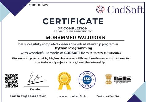 finished my python internship at codsoft mohammed waliuddin posted on