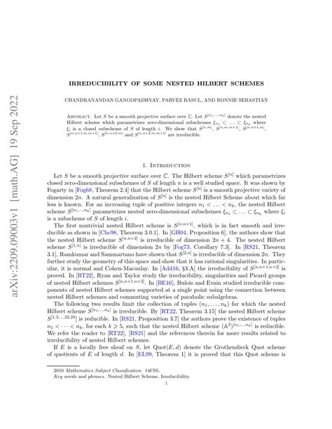 Pdf Irreducibility Of Some Nested Hilbert Schemes