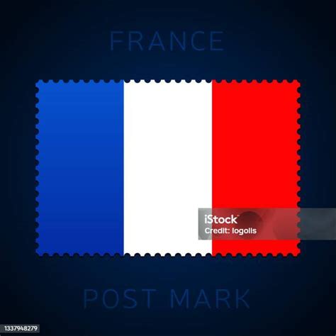 フランスの郵便マーク白い背景ベクトルイラストで隔離された国旗の郵便切手公式の国旗パターンと国名のスタンプ Sendのベクターアート素材や