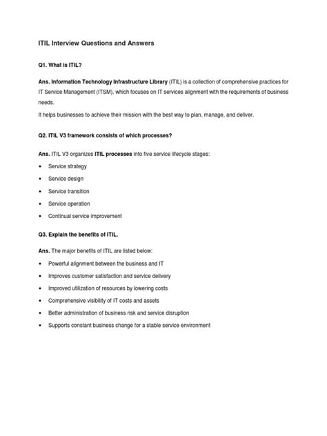 Itil Interview Questions And Answers Pdf Pdf Itil It Service