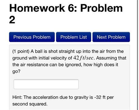 solved homework 6 problem previous problem problem list