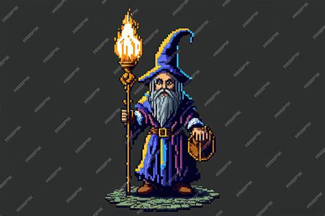 Premium Ai Image Pixel Art Wizard Character For Rpg Game Character In Retro Style For 8 Bit Game