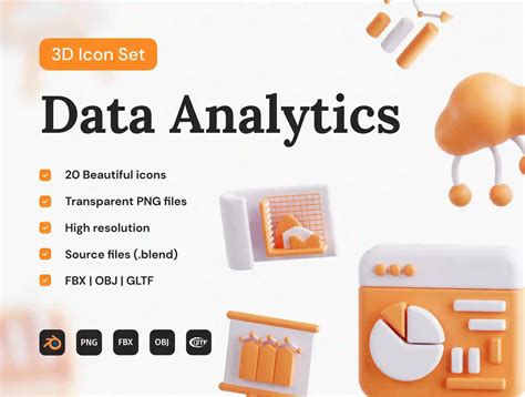 Data Analytics 3d Icon Set 3d Assets — Ui Custom
