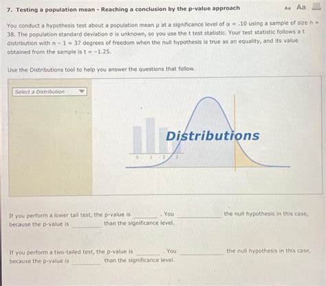 Solved 7 Testing A Population Mean Reaching A Conclusion
