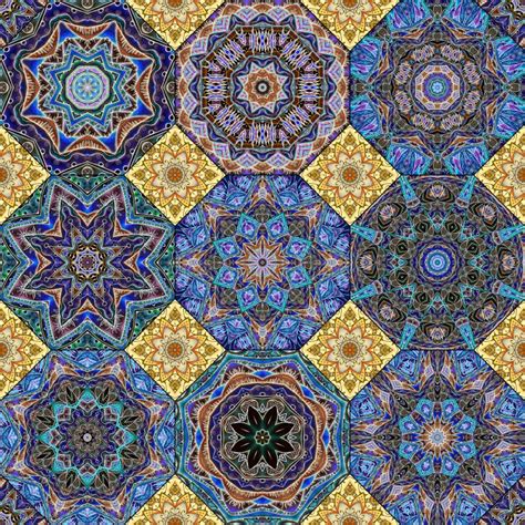 Marvelous Pattern Of Octagonal Tiles With Mandalas And Small