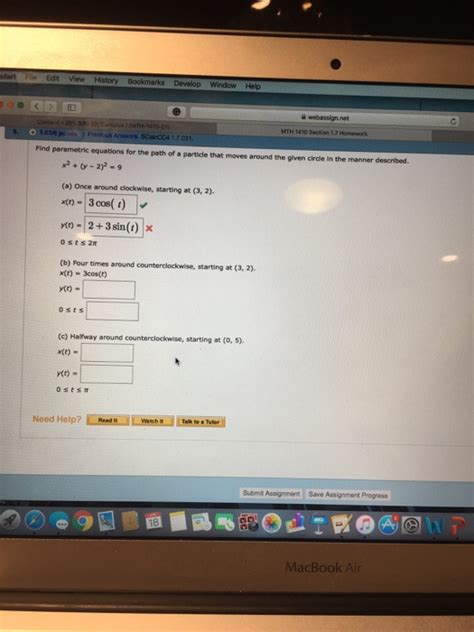 Solved Find Parametric Equations For The Path Of A Particle Chegg