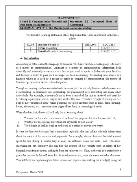 11acc1 1 2023 lesson activity 1 meaning and role of accounting pdf