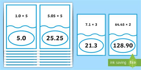 Multiplying Decimal Numbers Matching Cards AC M N