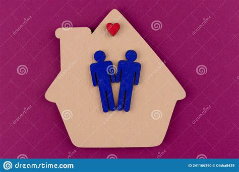 House Symbol And Same Sex Couple Same Sex Relationship Concept Stock