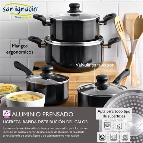 San Ignacio Porto Batería de Cocina 4 Ollas 3 Sartenes San Ignacio