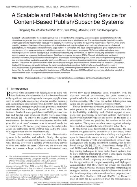 pdf a scalable and reliable matching service for content based publish subscribe systems