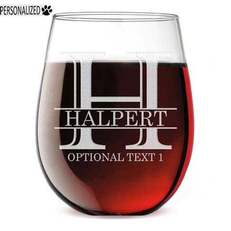 Halpert Personalized Etched Monogram Stemless Wine Glass 17oz Spotted