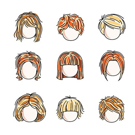 Collection De Visages De Jolies Filles Illustrations Vectorielles à