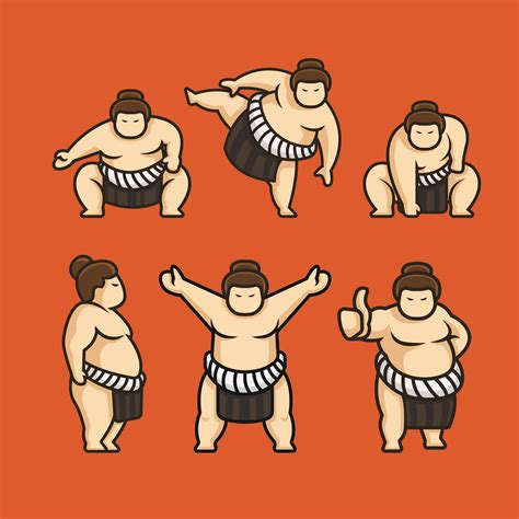 Set Of Sumo Japanese Characters 697634 Vector Art At Vecteezy