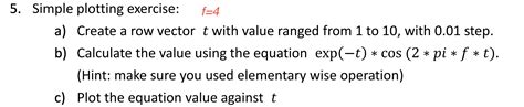 Solved Simple Plotting Exercise F A Create A Row Chegg