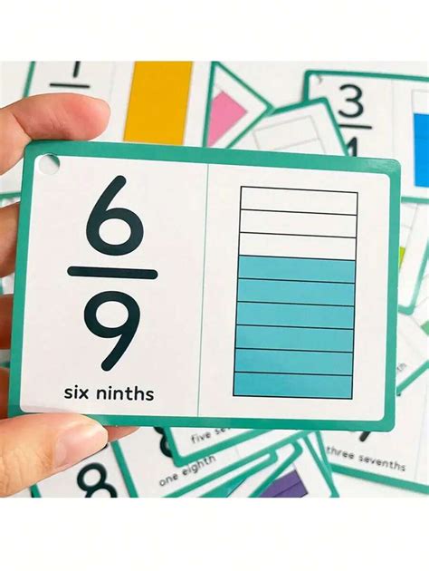 35pcs Double Sided Fraction Flashcards Math Fractions 1 12