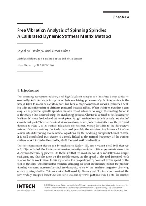 Pdf Free Vibration Analysis Of Spinning Spindles A Calibrated Dynamic Stiffness Matrix Method