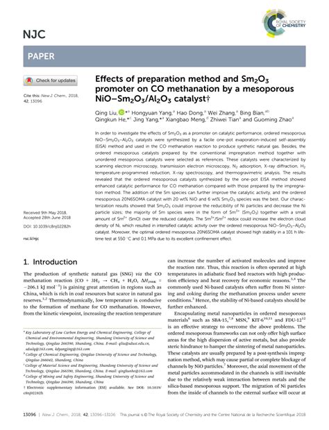 Pdf Effects Of Preparation Method And Sm2o3 Promoter On Co