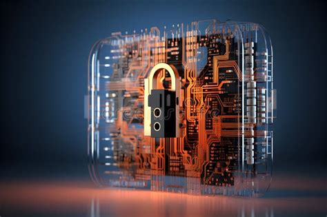 Lock With Circuit Pattern Concept Of Data Security Cybersecurity