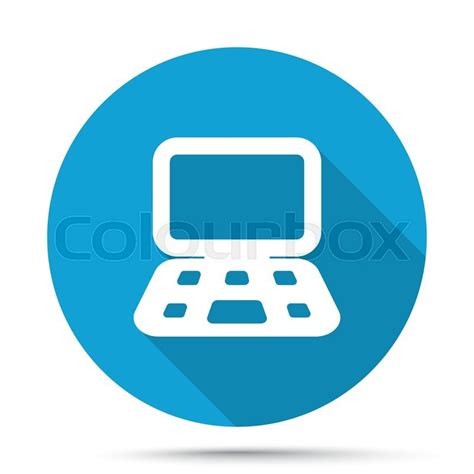 White Computer Icon On Blue Button Stock Vector Colourbox