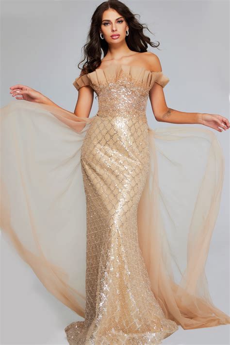 Jovani 07079 Off White One Shoulder Illusion Jumpsuit Jovani