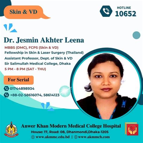 Dr Jesmin Akhter Leena Anwer Khan Modern Medical College Hospital Akmmch