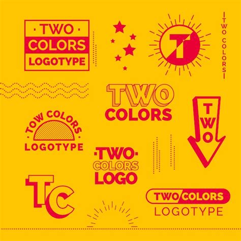 Collection Déléments De Logo Minimal En Rouge Et Jaune Télécharger