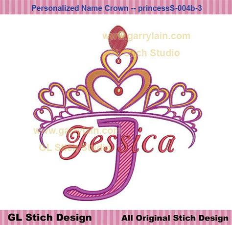 Personalized Name Princess Tiara Crown Machine Embroidery Applique