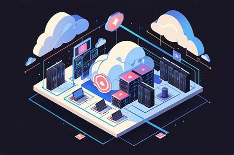 Cloud Synchronization Storage Isometric Illustration Network Infrastructure Premium Ai