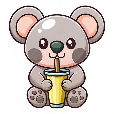 Premium Photo Cute Koala Drink Boba Milk Tea Cartoon Vector Icons