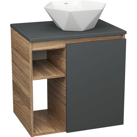 Тумба Bauedge Bau Dream Blackwood 60 правая, графит, раковина BAU ...